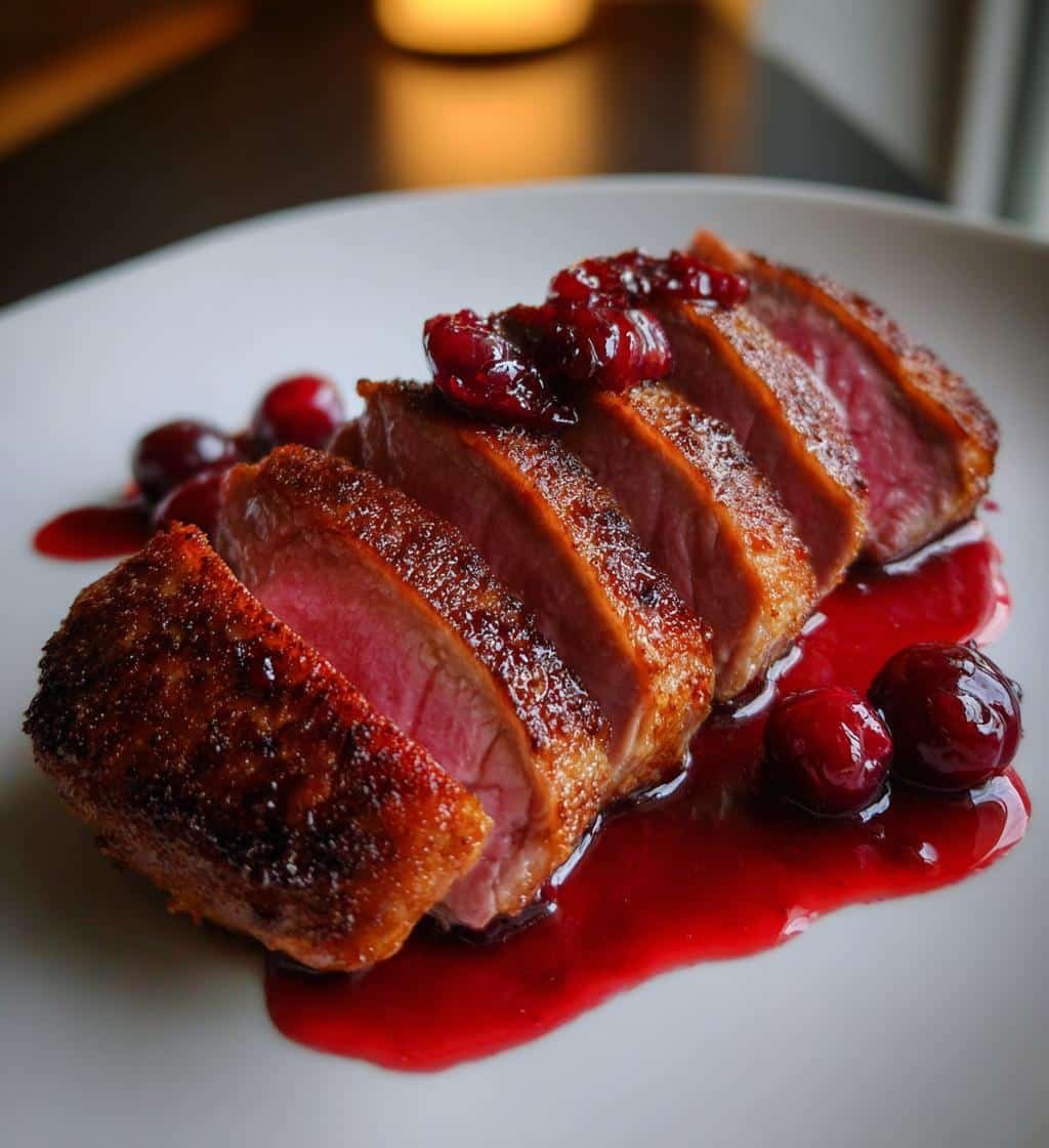 Elegant Seared Duck Breast with Cherry Sauce in 3 Easy Steps